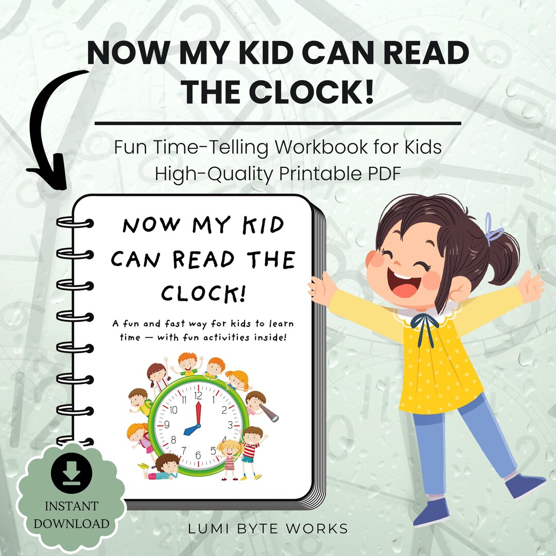Time-telling Workbook for Kids: Analog & Digital Clocks (printable PDF ...