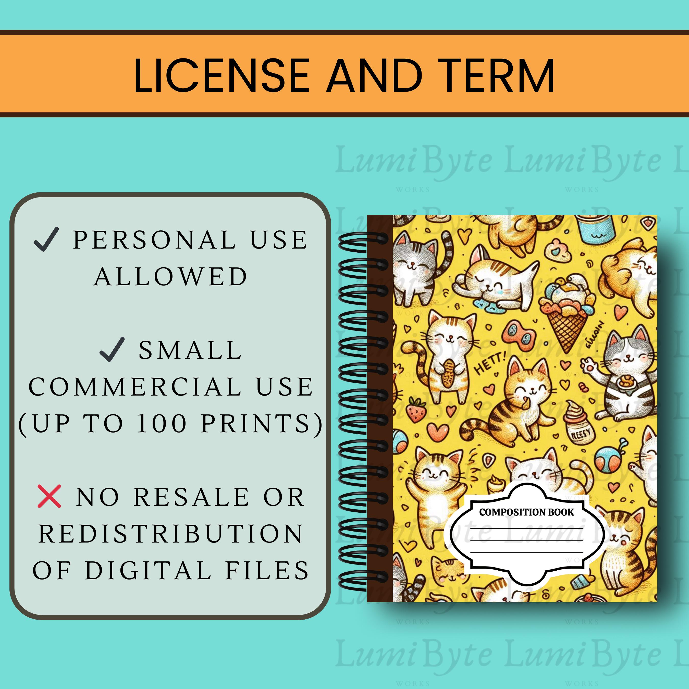 20 Cute Kawaii Doodle Cat Printable Notebooks - Digital Sketch Journal ...