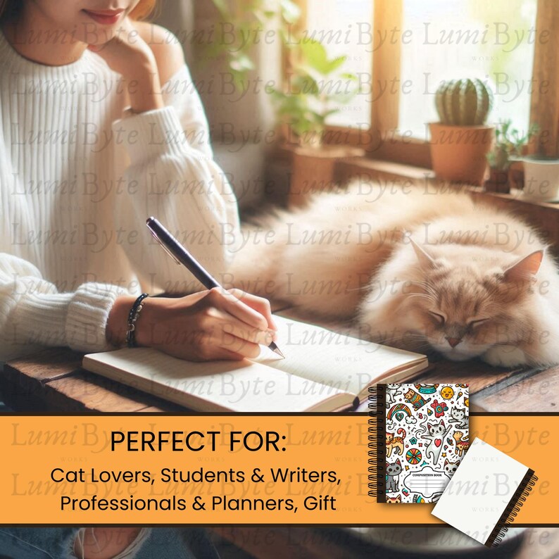 20 Cute Kawaii Doodle Cat Printable Notebooks - Digital Sketch Journal ...