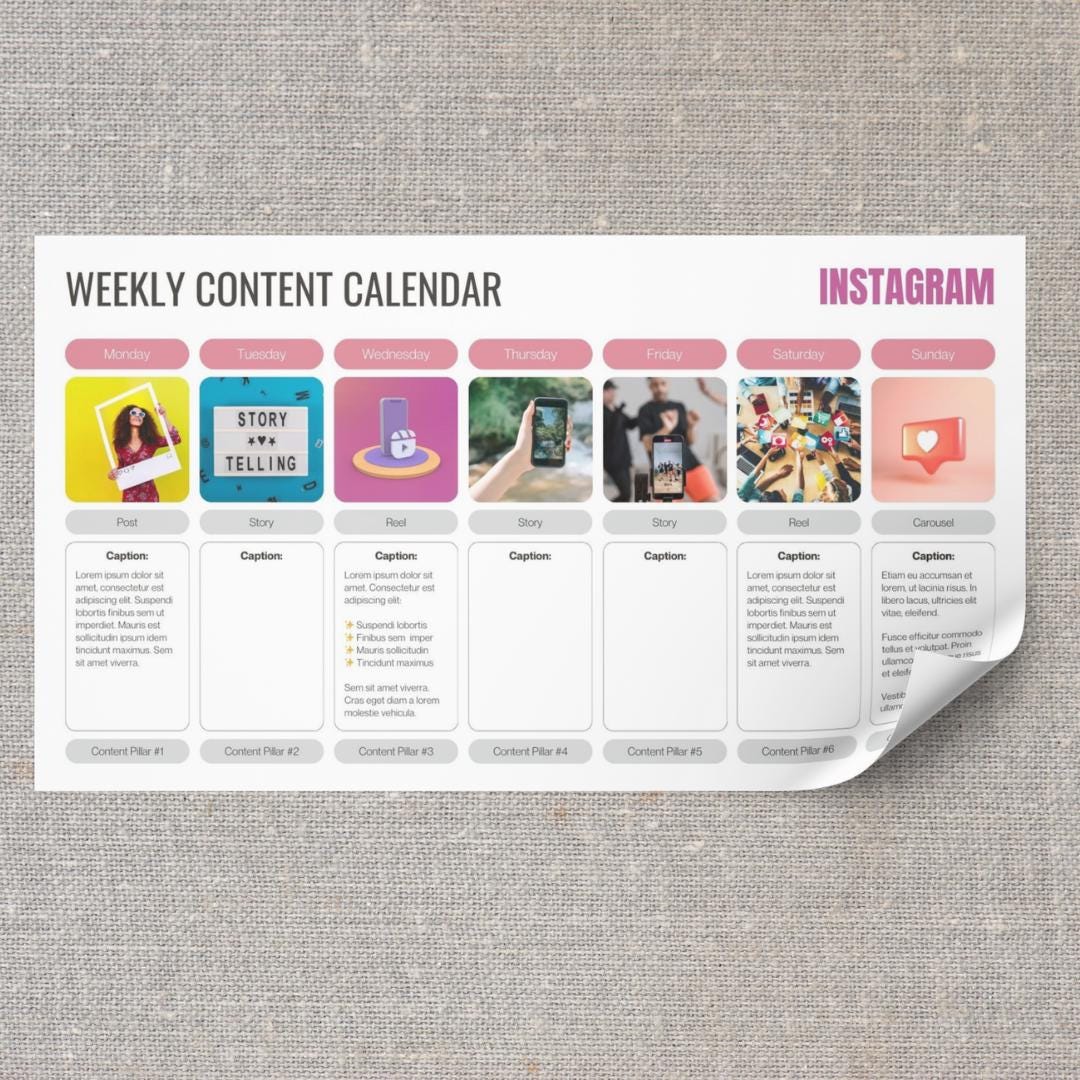 Social Media Content Planner Weekly Content Calendar Spreadsheet Yearly ...