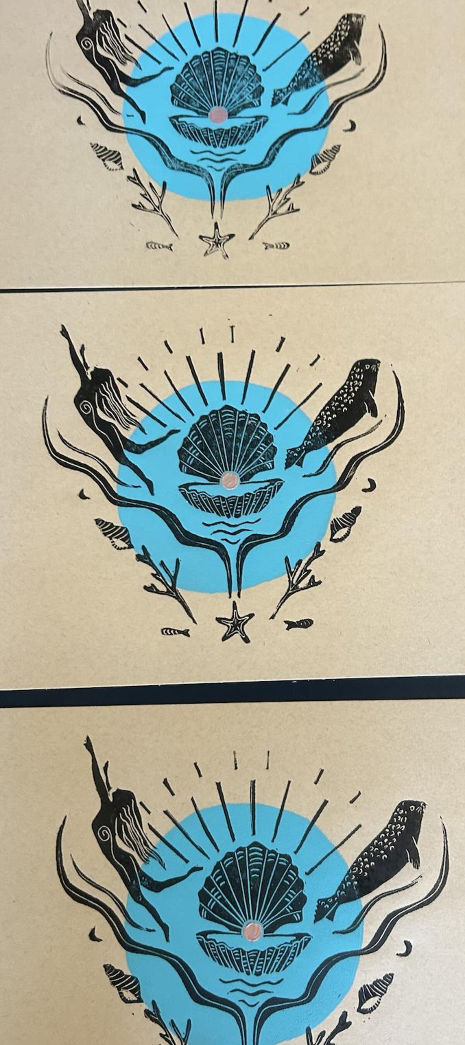 The Selkie & the Pearl Linocut Print - Etsy