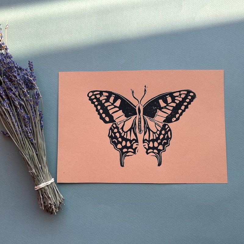 Butterfly Linocut - Etsy