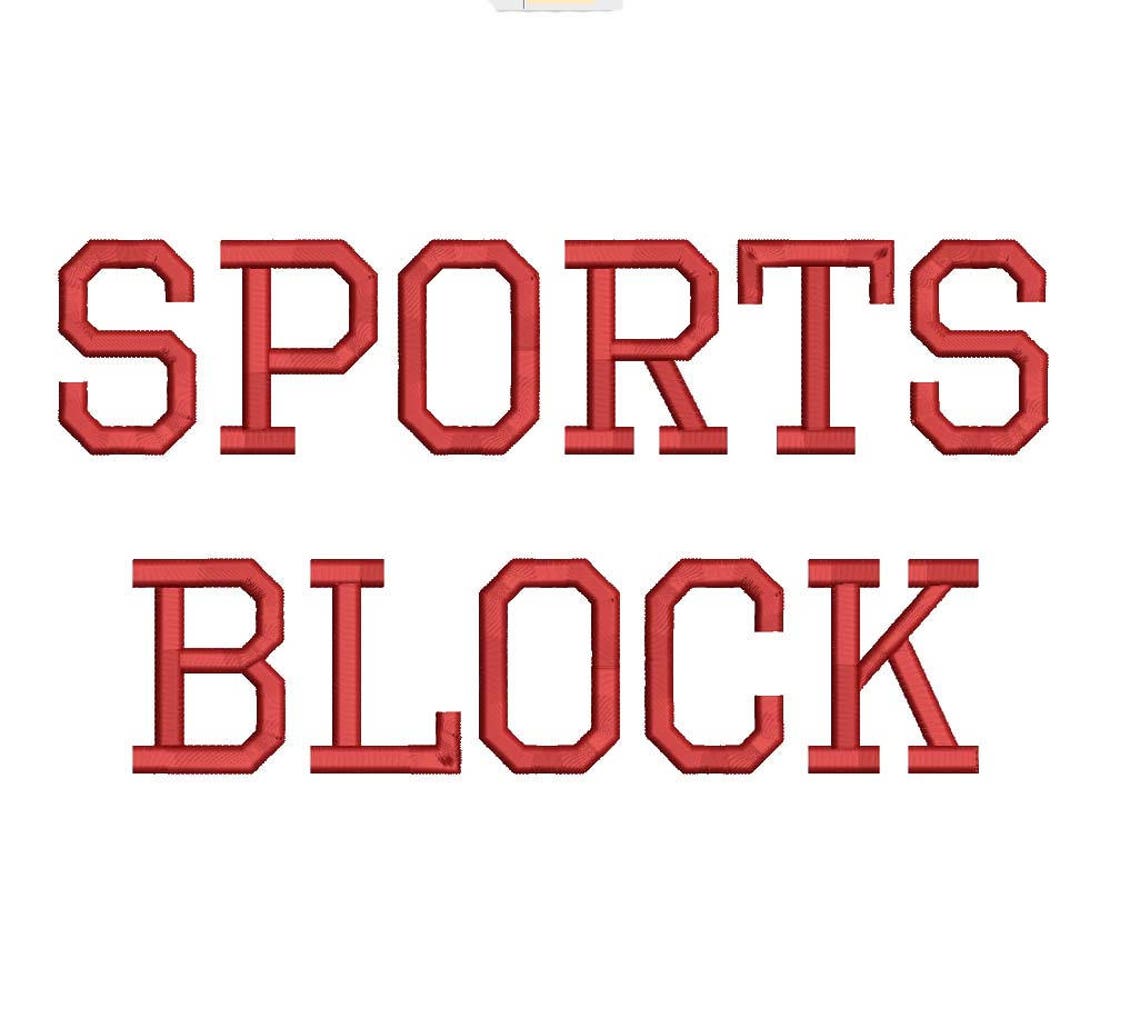 Sports Block Embroidery Machine Alphabet Font Set Instant | Etsy