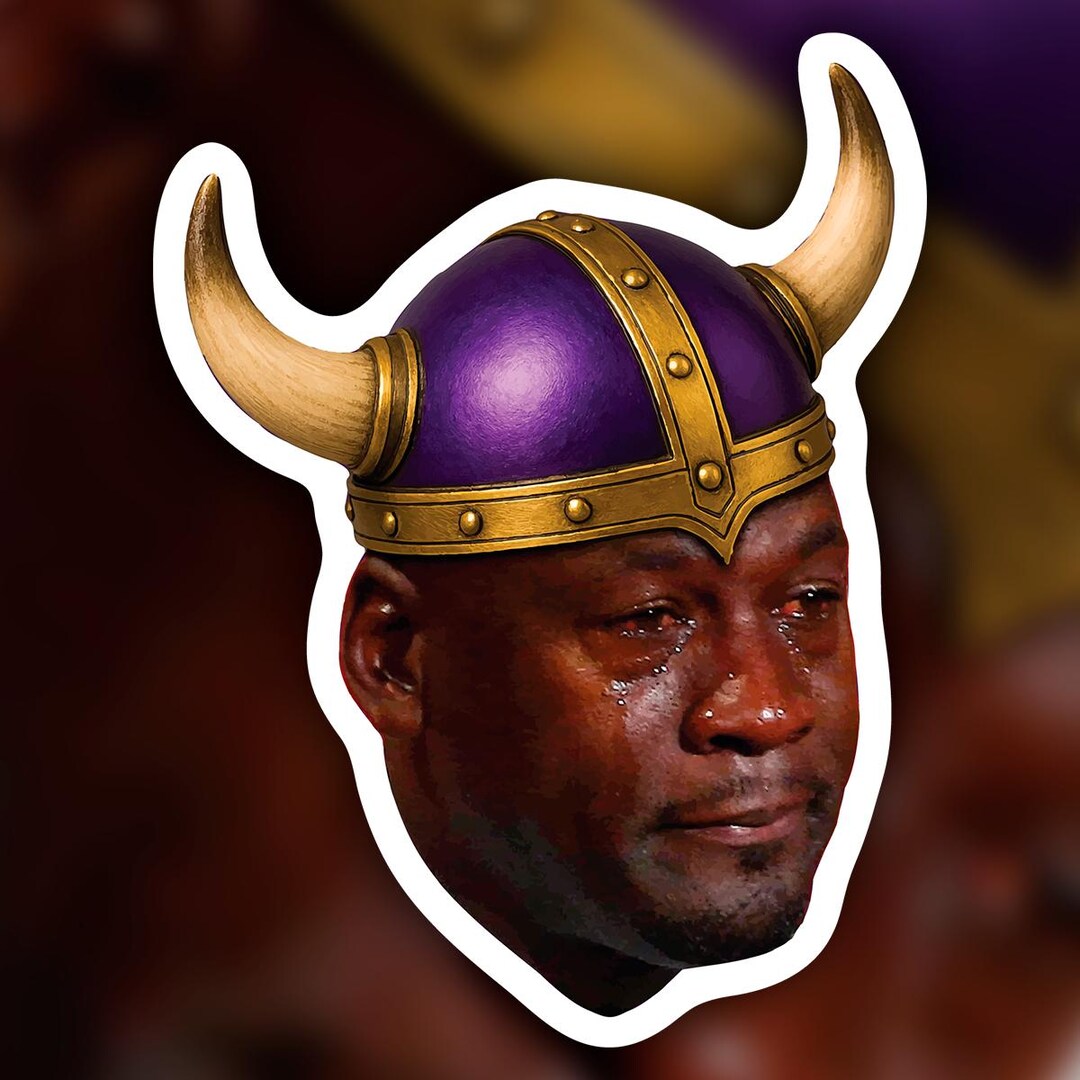 Minnesota Vikings Crying Jordan Sticker – Funny NFL Meme Vinyl Sticker ...