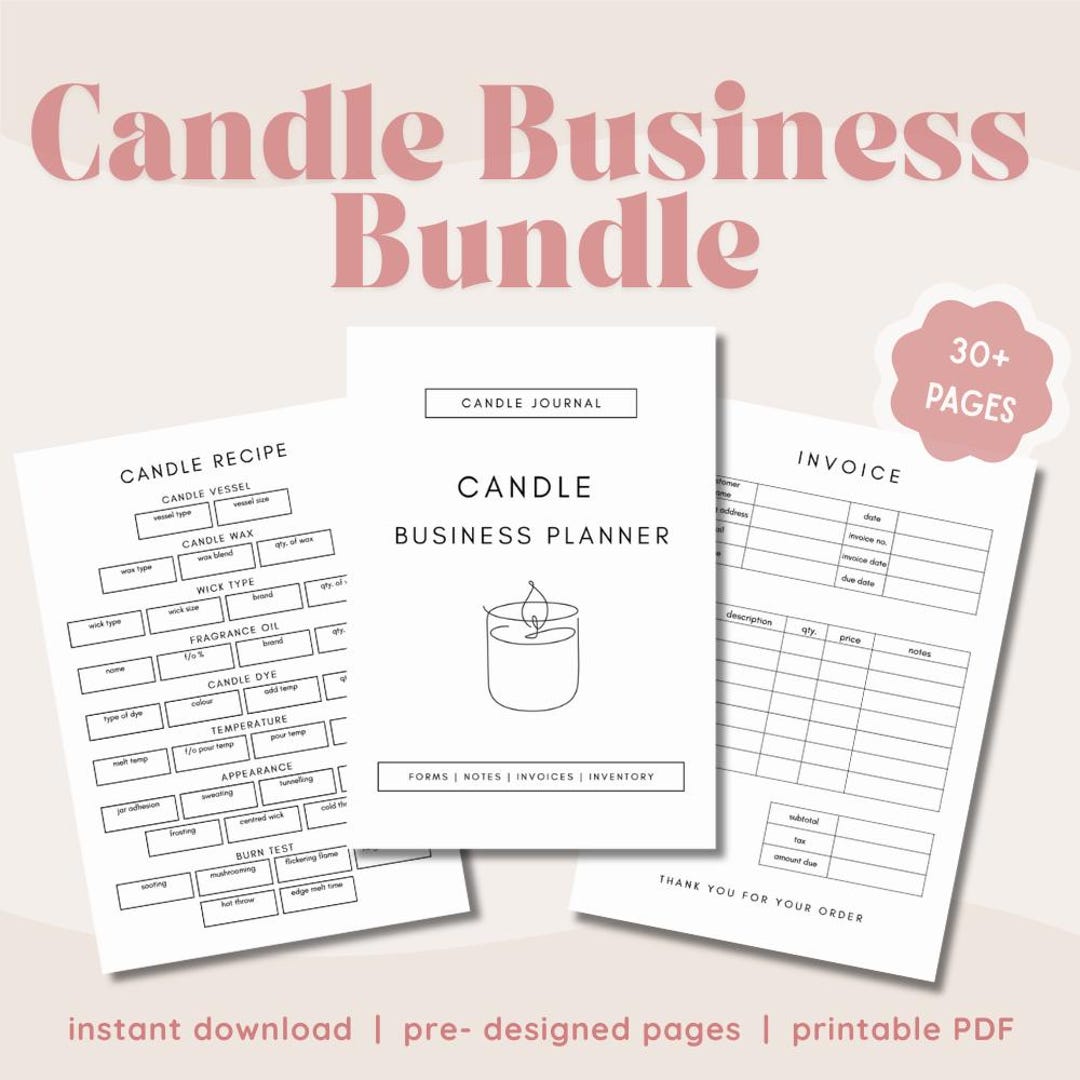 Candle Business Planner Bundle, Printable PDF Template, Planner Kit ...