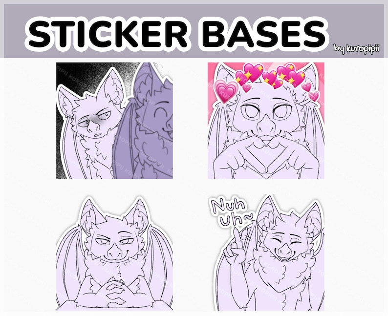 Digital Furry Bat/ Fledermaus Sticker/ Emote Base Mini Pack 1 Discord ...