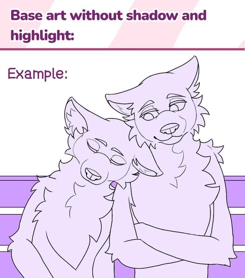 Wolf Couple Base - Cute Canine Anthro Lineart for YCH & Digital Art - Etsy