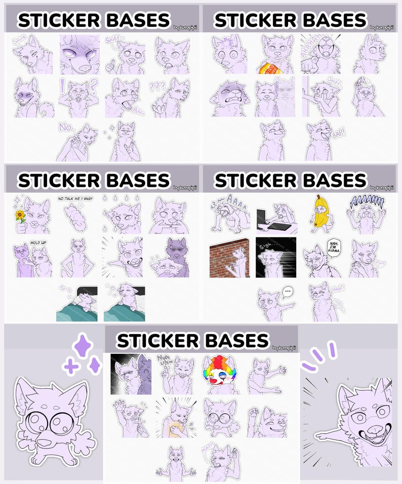 ULTRA MEGA-PACK! 100 Bases! Digital Furry Canine Wolf Sticker/ Emote ...