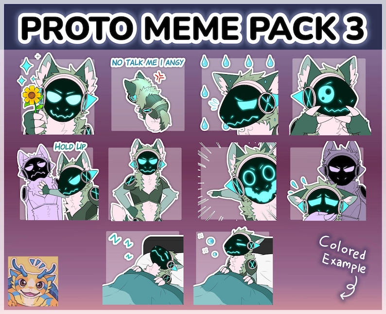 Digital Furry Protogen Sticker Emote Base Meme Pack 3 Discord Telegram