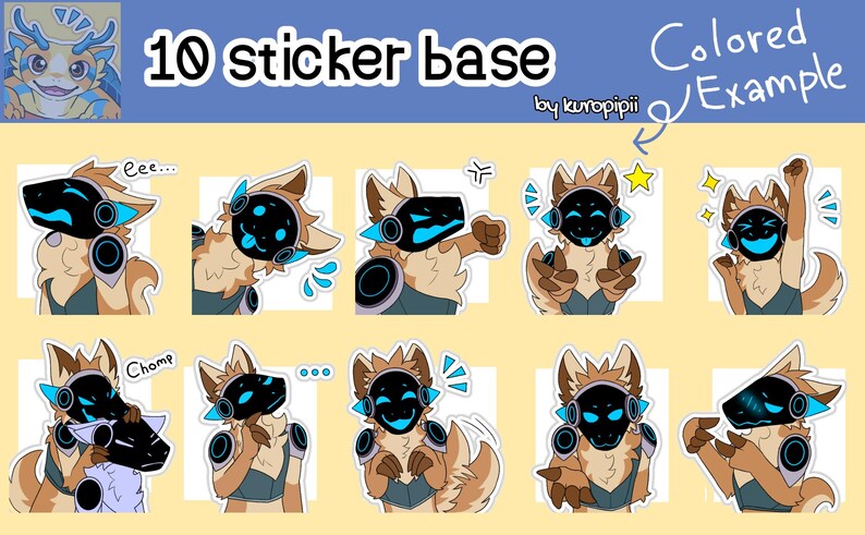 Protogen Sticker Pack 1 /emotes Sticker Base Pack Protogen Robot Alien ...