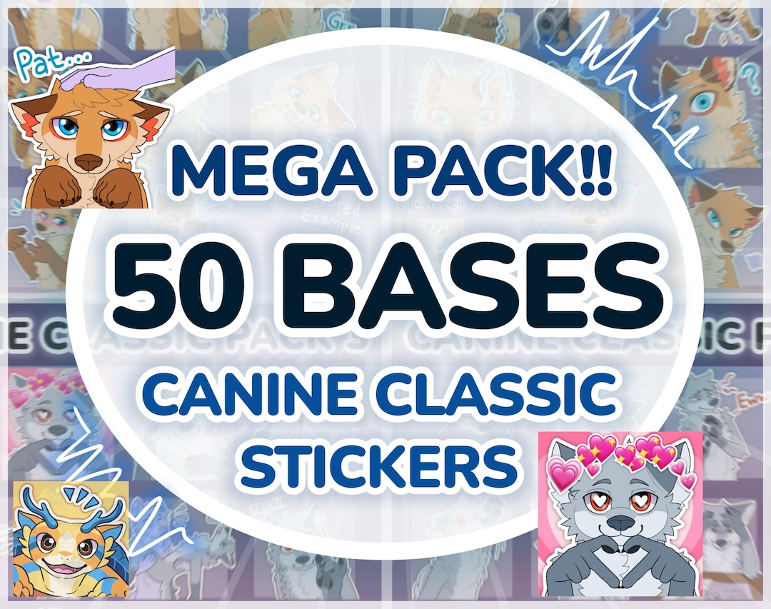 MEGA-PACK! 50 Bases! Digital Furry Canine Wolf Dog Sticker/ Emote Base ...