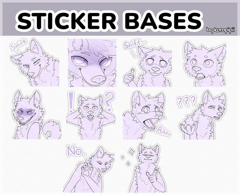 Digital Furry Canine Wolf Sticker/ Emote Base Meme Pack 1 Discord ...
