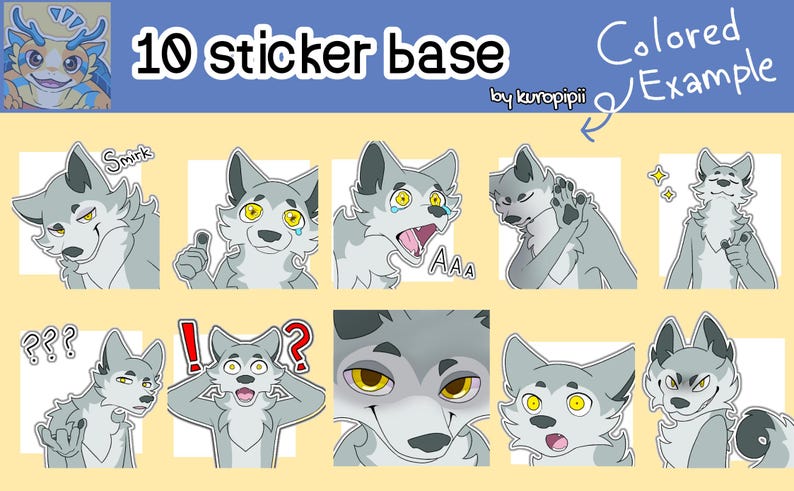 Furry Canine Sticker Base Meme Pack 1 | Wolf & Fox Meme Emotes ...