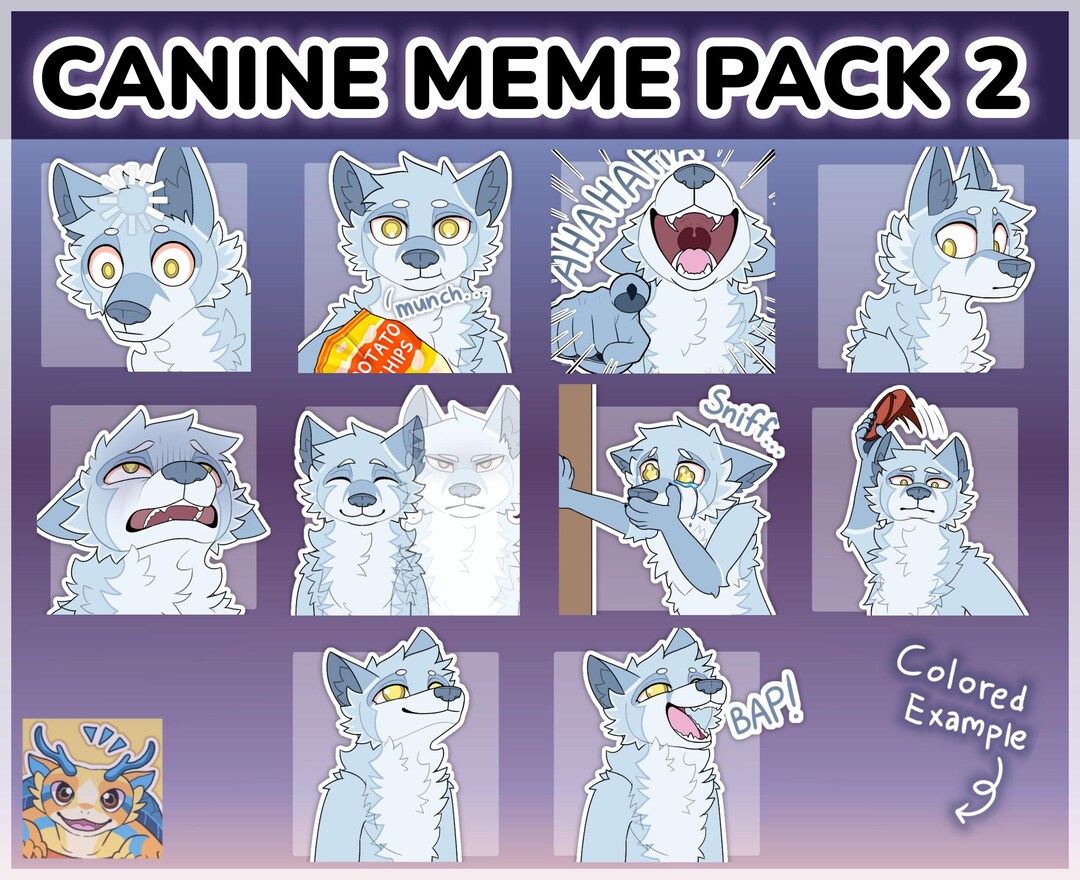 Digital Furry Canine Wolf Sticker/ Emote Base Meme Pack 2 Discord ...