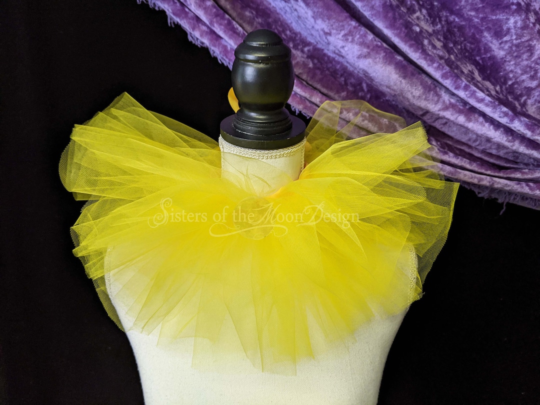 Golden Yellow Tulle Neck Collar Neck Cuff Three Layer Clown Jester ...