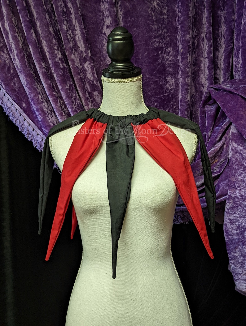 Black & Red Pointed Clowncore Clown Collar Jester Neck Piece Elastic ...