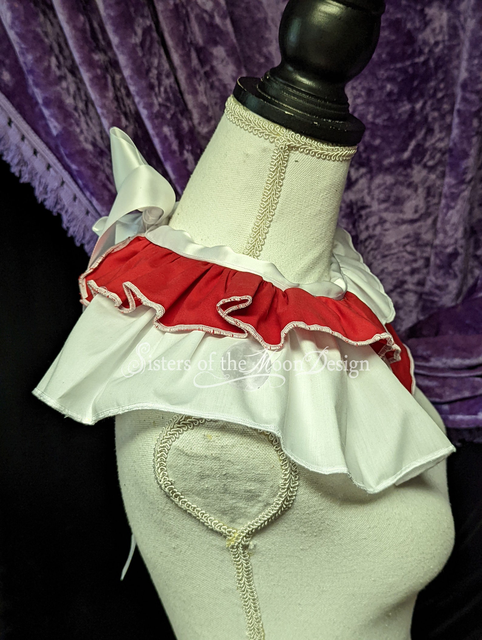 White Red Harlequin Clown Neck Collar Neck Ruff Ruffle Two - Etsy