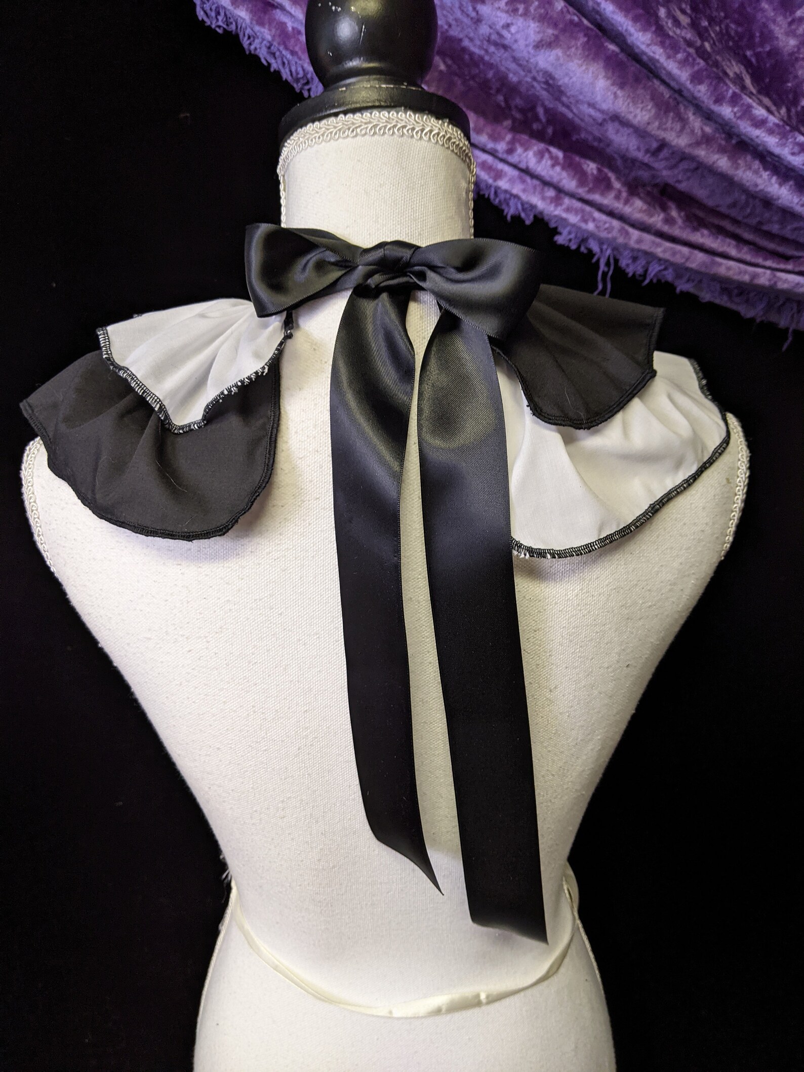 White Black Harlequin Clown Neck Collar Neck Ruff Ruffle Two - Etsy