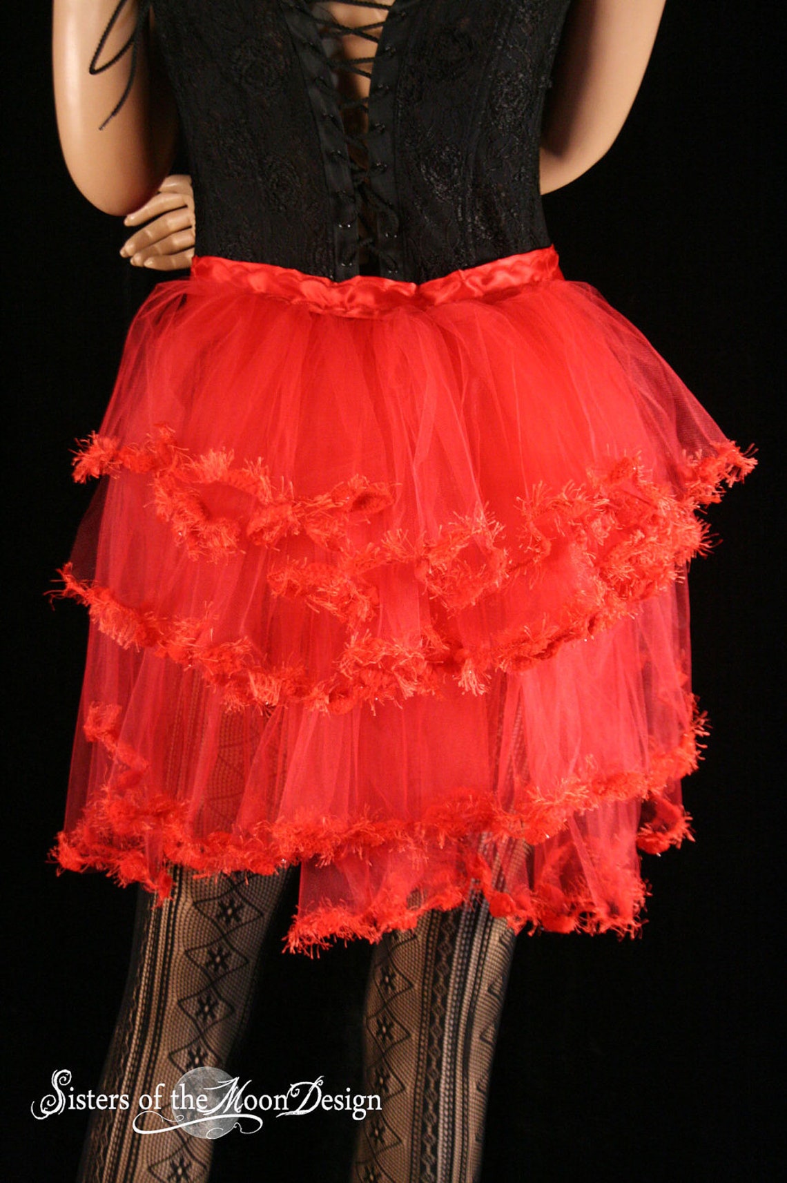 Red Trimmed Bustle Belt Ribbon Tie on Burlesque Boudoir | Etsy