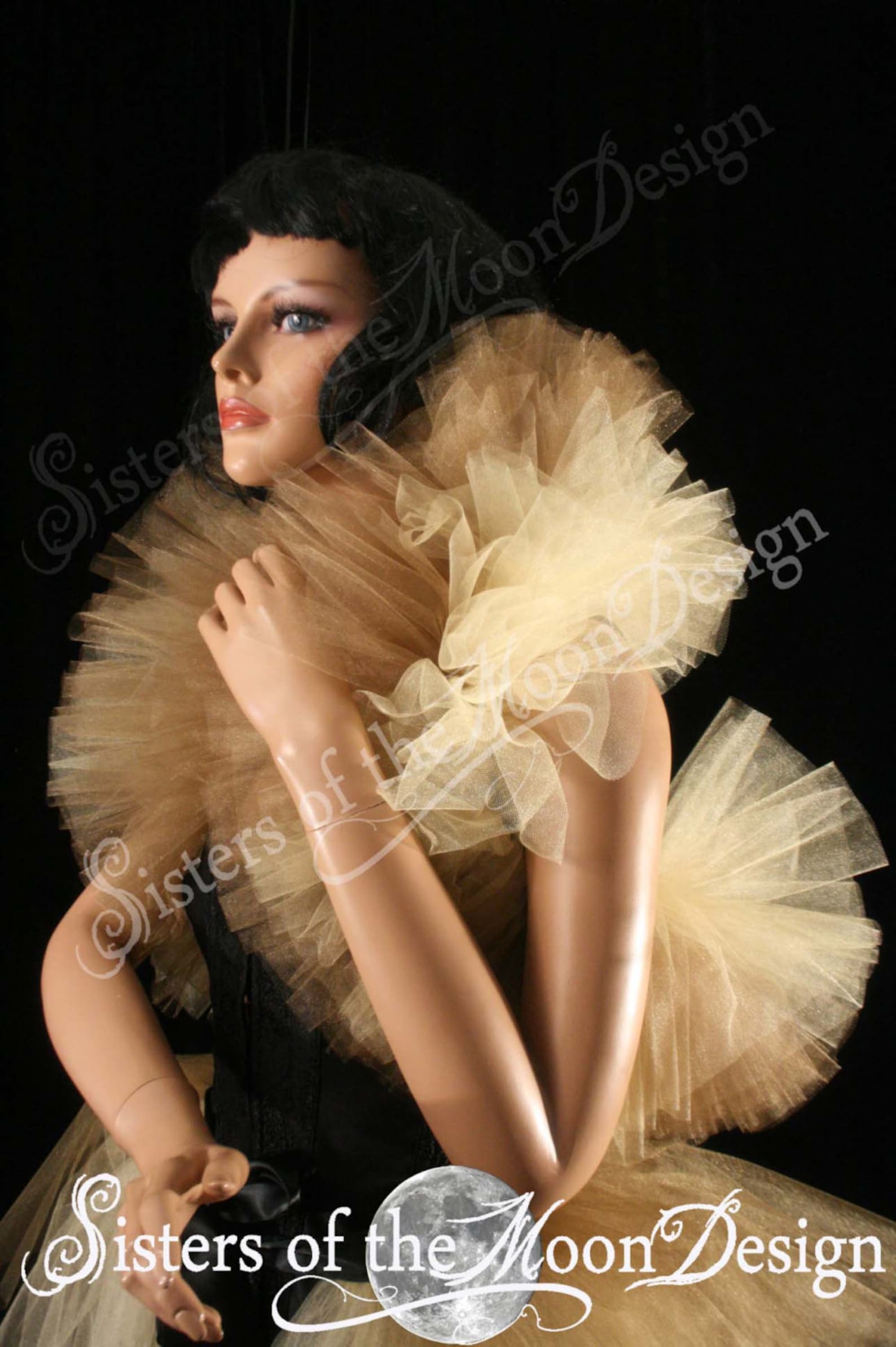 Fancy Tulle Boa Gold and Antique Gold Tie on Should Wrap - Etsy