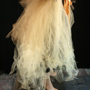 Gold Glimmer Bustle Belt Ribbon Tie on Slashed Tulle Half Skirt Wrap ...