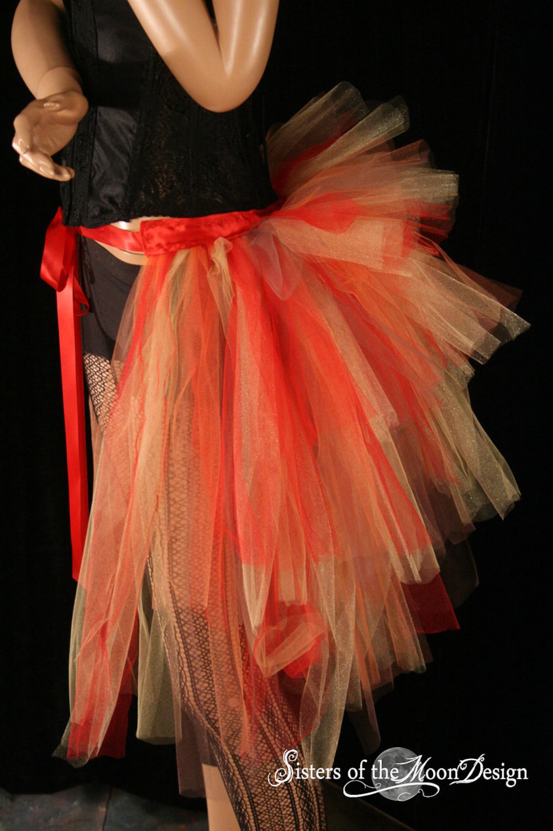 Fire Goddess Tulle Tie on Bustle 4 Layer Half Tutu Wrap Burlesque ...