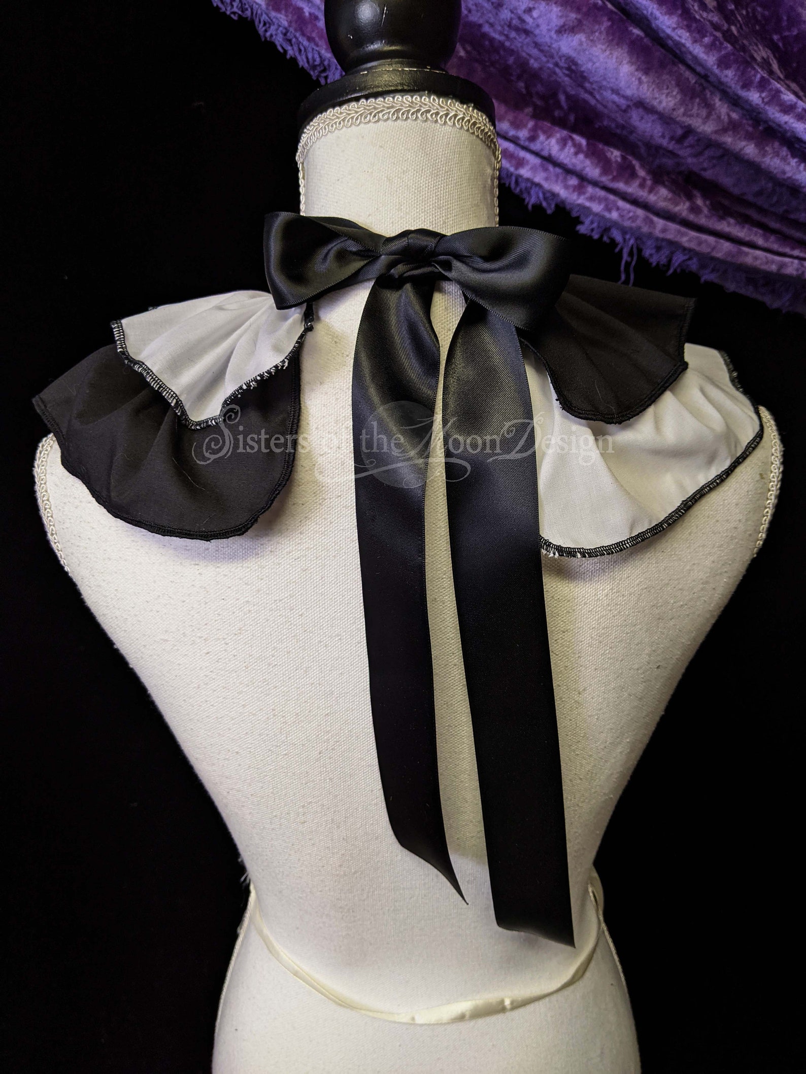 White Black Harlequin Clown Neck Collar Neck Ruff Ruffle Two - Etsy