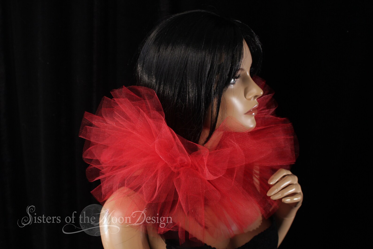 Red Neck Collar Three Layer Tulle Ruff Cuff Clown Jester | Etsy