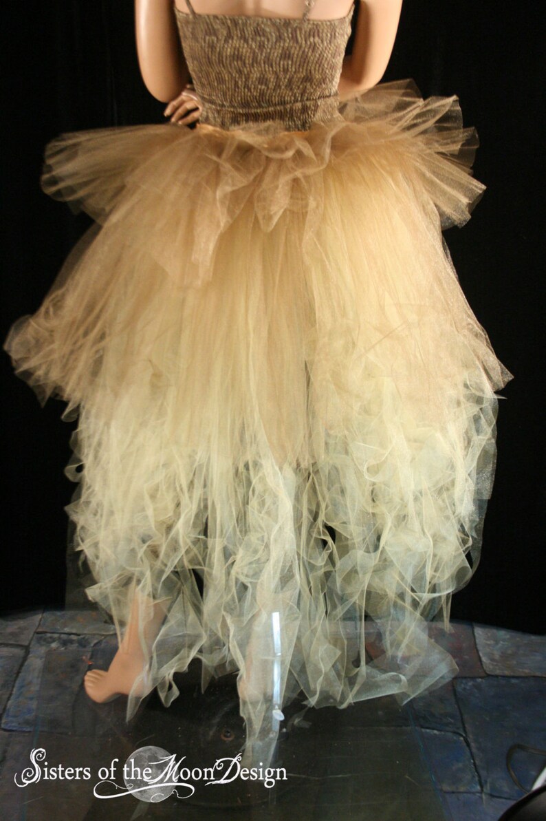 Gold Glimmer Bustle Belt Ribbon Tie on Slashed Tulle Half Skirt Wrap ...