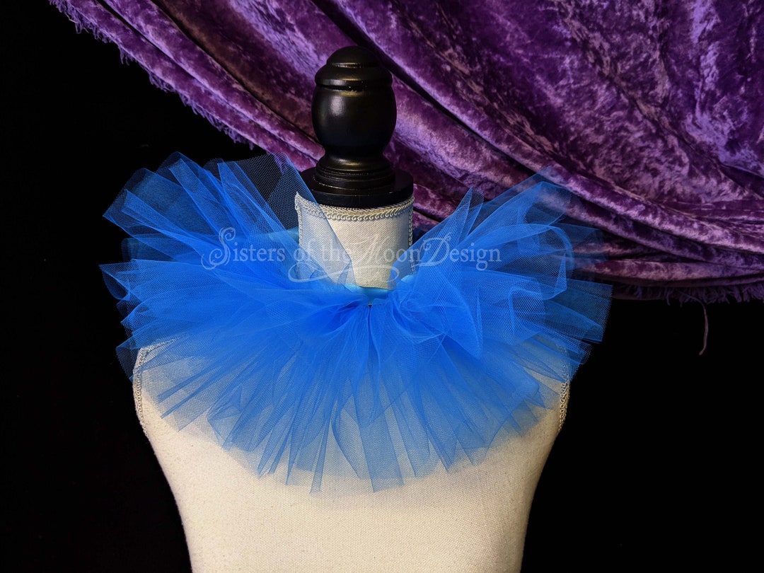 Turquoise Blue Tulle Neck Collar Neck Cuff Three Layer Clown Jester ...