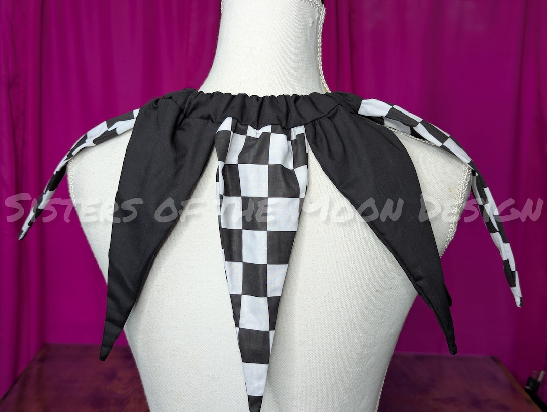 Black & White Check Jester Collar Pointed Clown Neck Piece Checkered ...