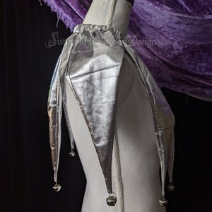 Silver Jester Collar Pointed Jingle Bell Clown Neck Piece Elastic Neck ...