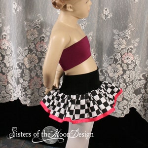 Speed Racer Mini Skirt Girls Tutu Topper Black White Pink Race Run ...