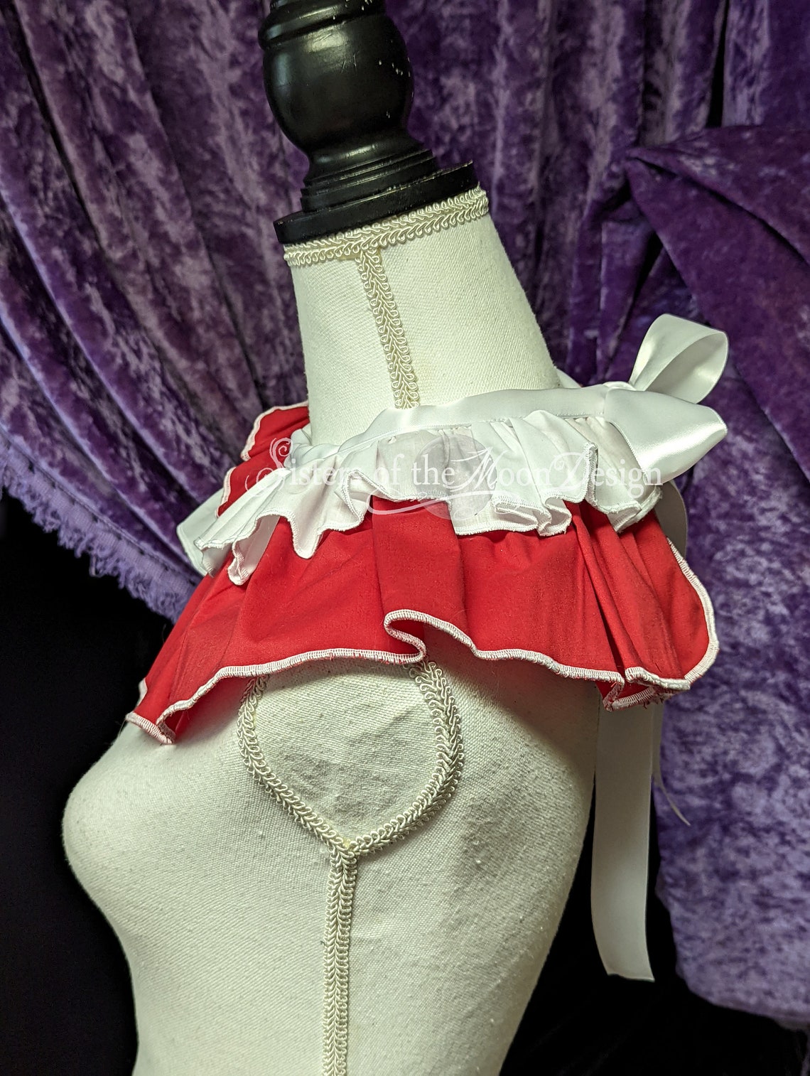 White Red Harlequin Clown Neck Collar Neck Ruff Ruffle Two - Etsy