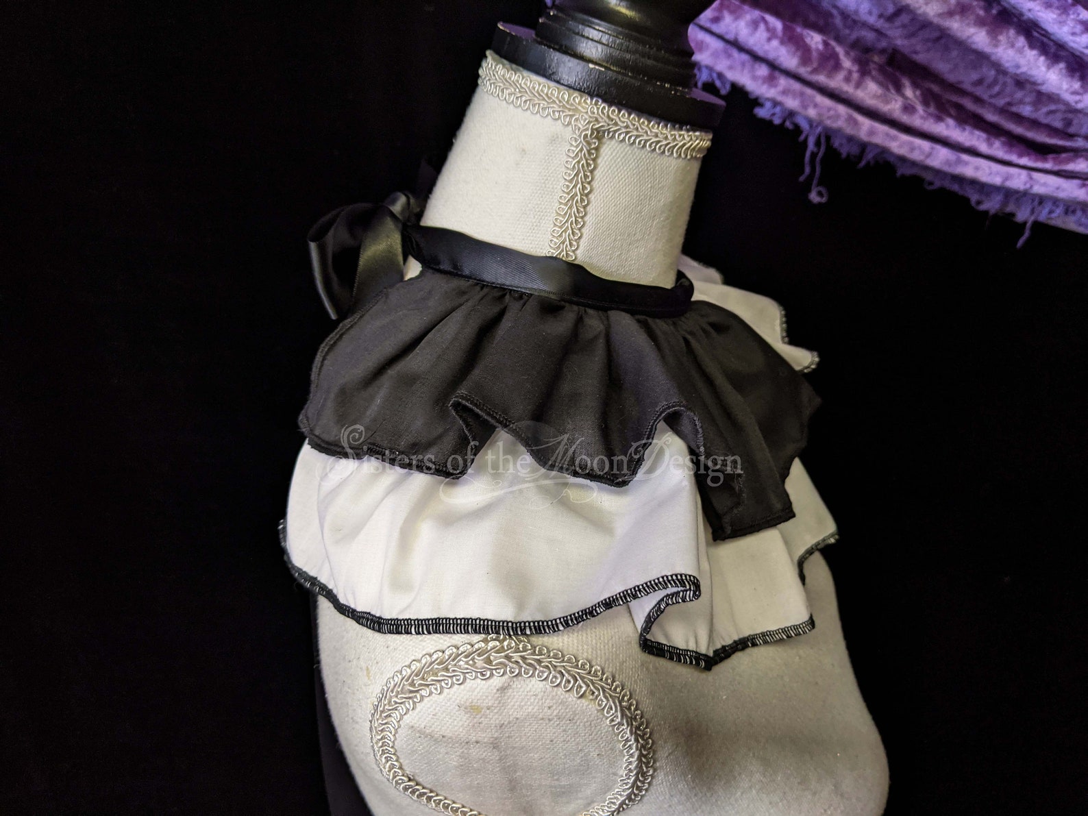 White Black Harlequin Clown Neck Collar Neck Ruff Ruffle Two - Etsy