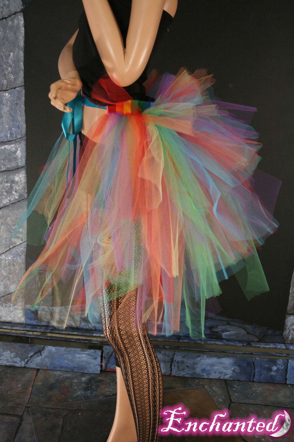 Rainbow Tie on Tulle Bustle Layered Burlesque Dance Half Tutu - Etsy