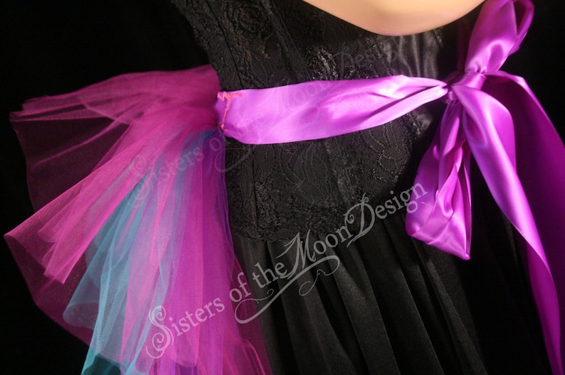 Ribbon Tie on Tulle Bustle Belt Layered Pink Blue Purple Dance ...