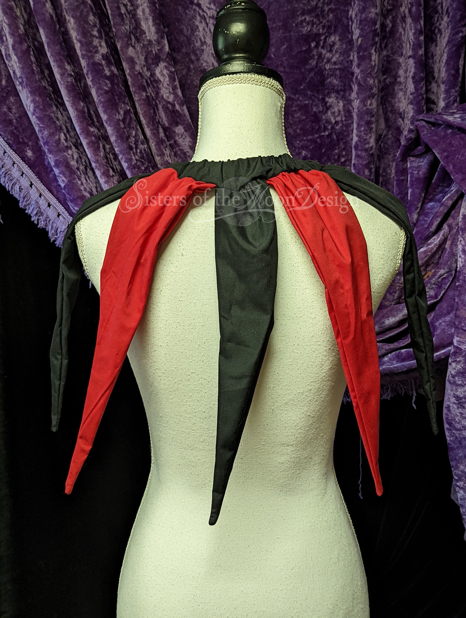 Black & Red Pointed Clown Collar Jester Neck Piece Elastic - Etsy