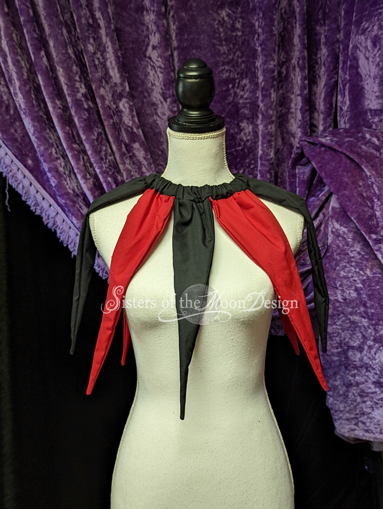 Black & Red Pointed Clown Collar Jester Neck Piece Elastic - Etsy