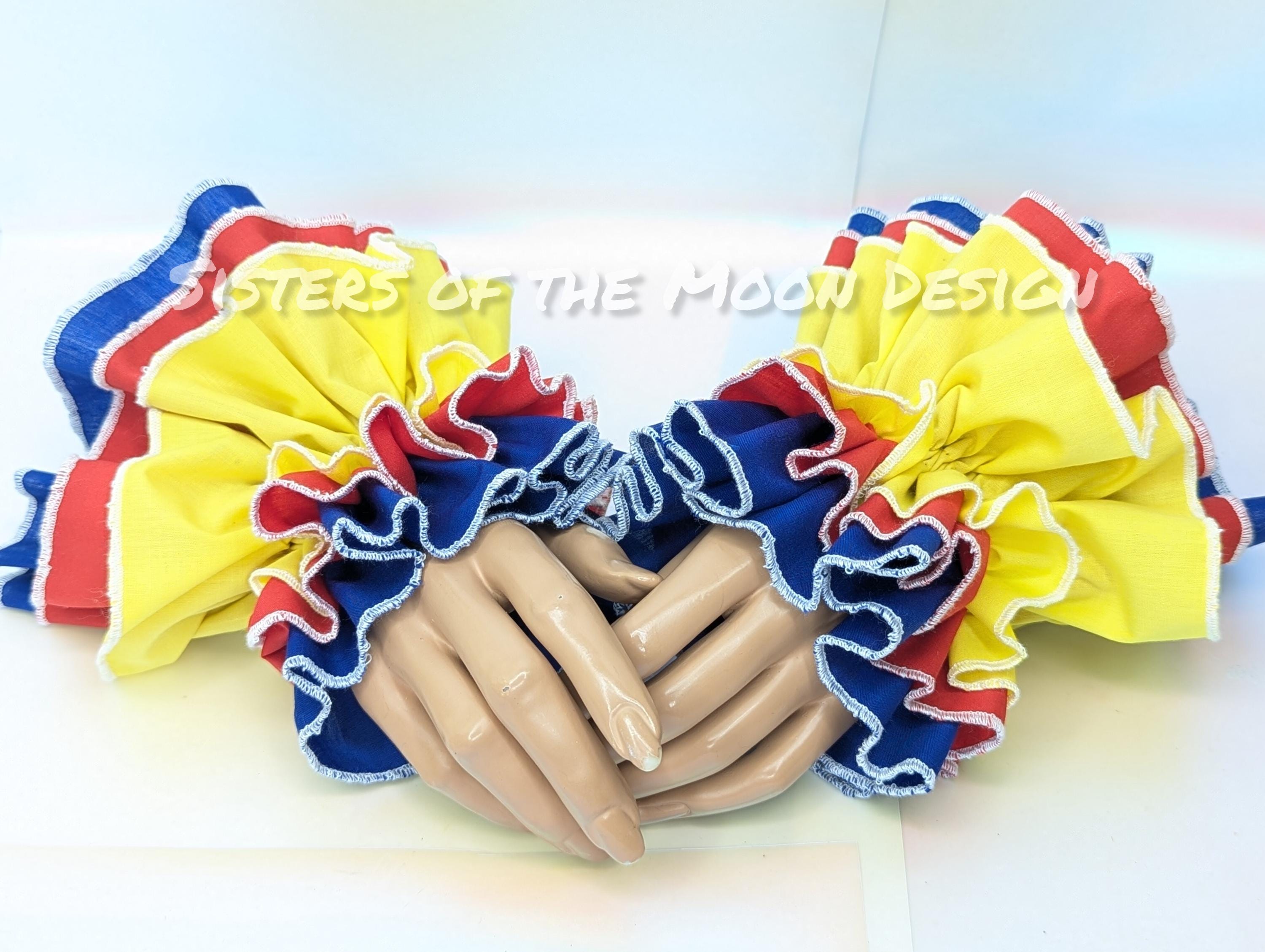 Primary Color Clown Wrist Cuffs Set Ruffle Wristlets Anklets Clowncore ...
