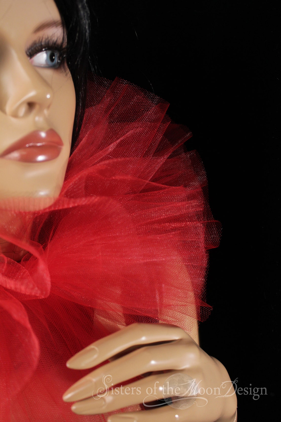 Red Neck Collar Three Layer Tulle Ruff Cuff Clown Jester | Etsy