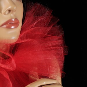 Red Neck Collar Three Layer Tulle Ruff Cuff Clown Jester Ruffle Goth ...