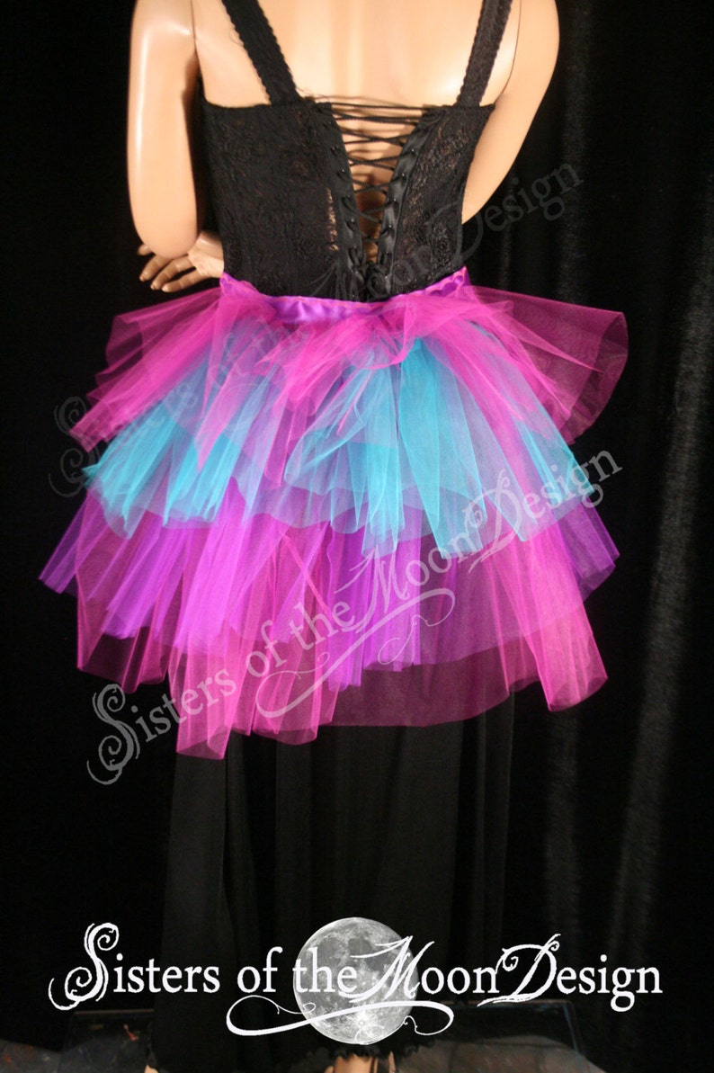 Ribbon Tie on Tulle Bustle Belt Layered Pink Blue Purple Dance ...