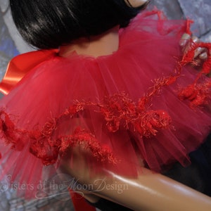 Large Red Tulle Neck Collar Cuff Ruffle Clown Jester Ruff Trimmed ...
