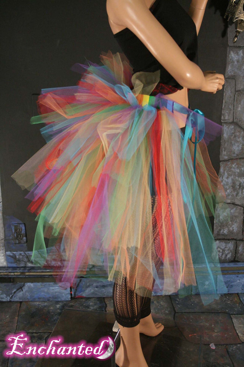 Rainbow Tie on Tulle Bustle Layered Burlesque Dance Half Tutu - Etsy
