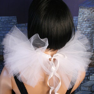 Three Layer Tulle Collar Neck Cuff Clown Jester Ruffle Ruff Pure White ...