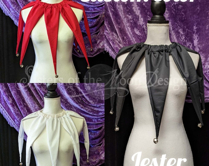Black and Red Clown Collar Ruffle, 2 Layers Polyester Chiffon Fabric ...