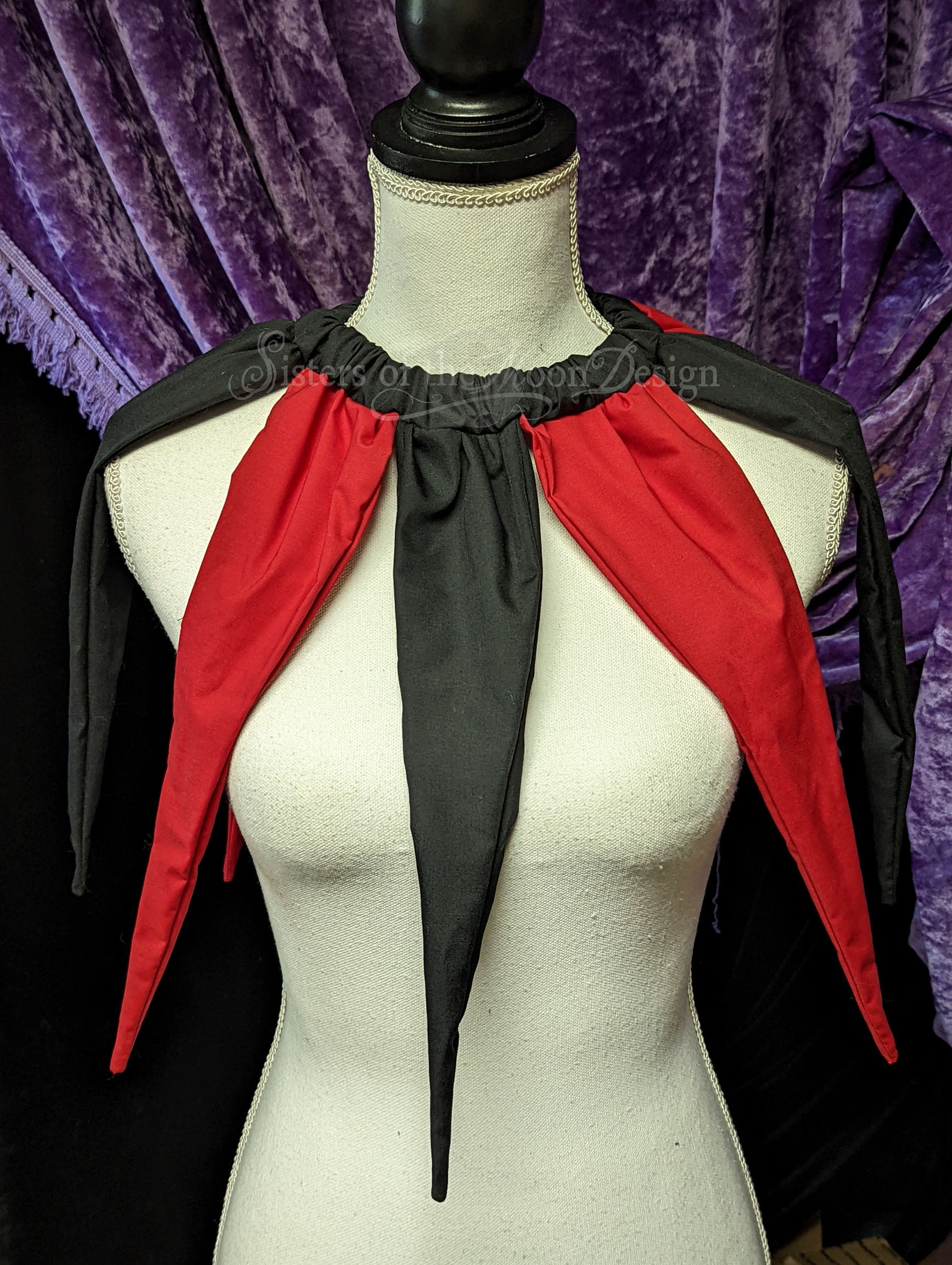 Black & Red Pointed Clown Collar Jester Neck Piece Elastic - Etsy
