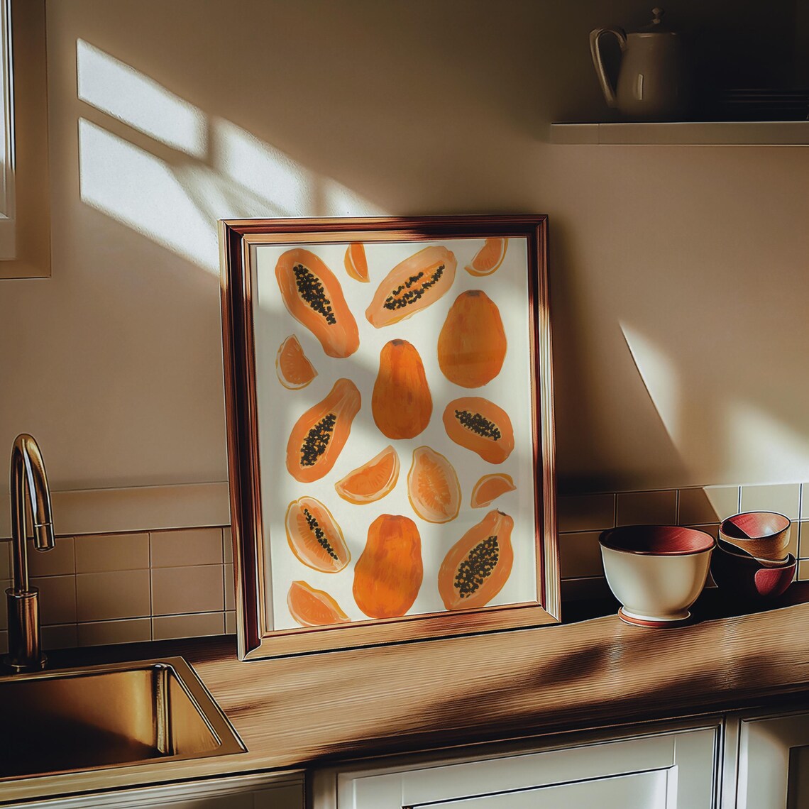 Papaya Print | Wall Art | Fruit Poster | Print | Wall Poster Art | Wall ...