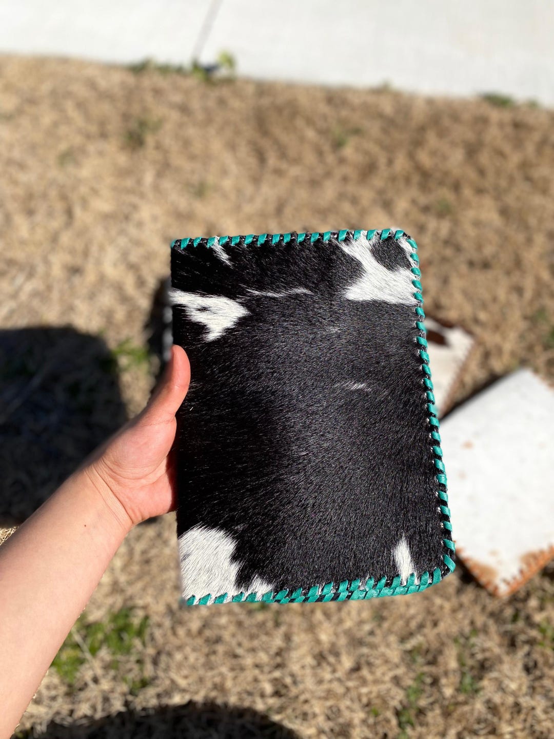 Turquoise Cowhide Book Cover With Western Charm - Etsy
